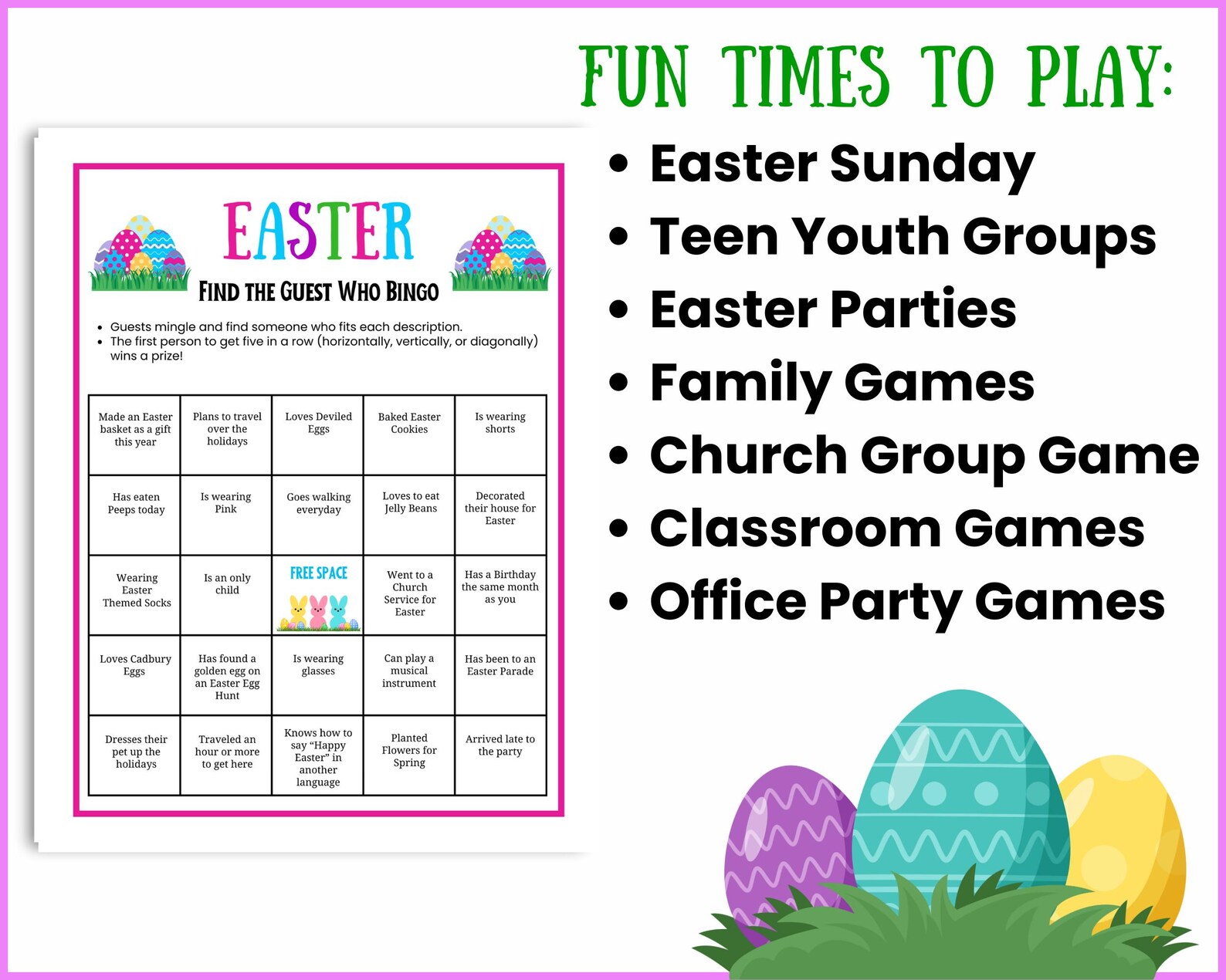 Easter Find the Guest Bingo Game, Easter Bingo, Easter Activities Kids ...