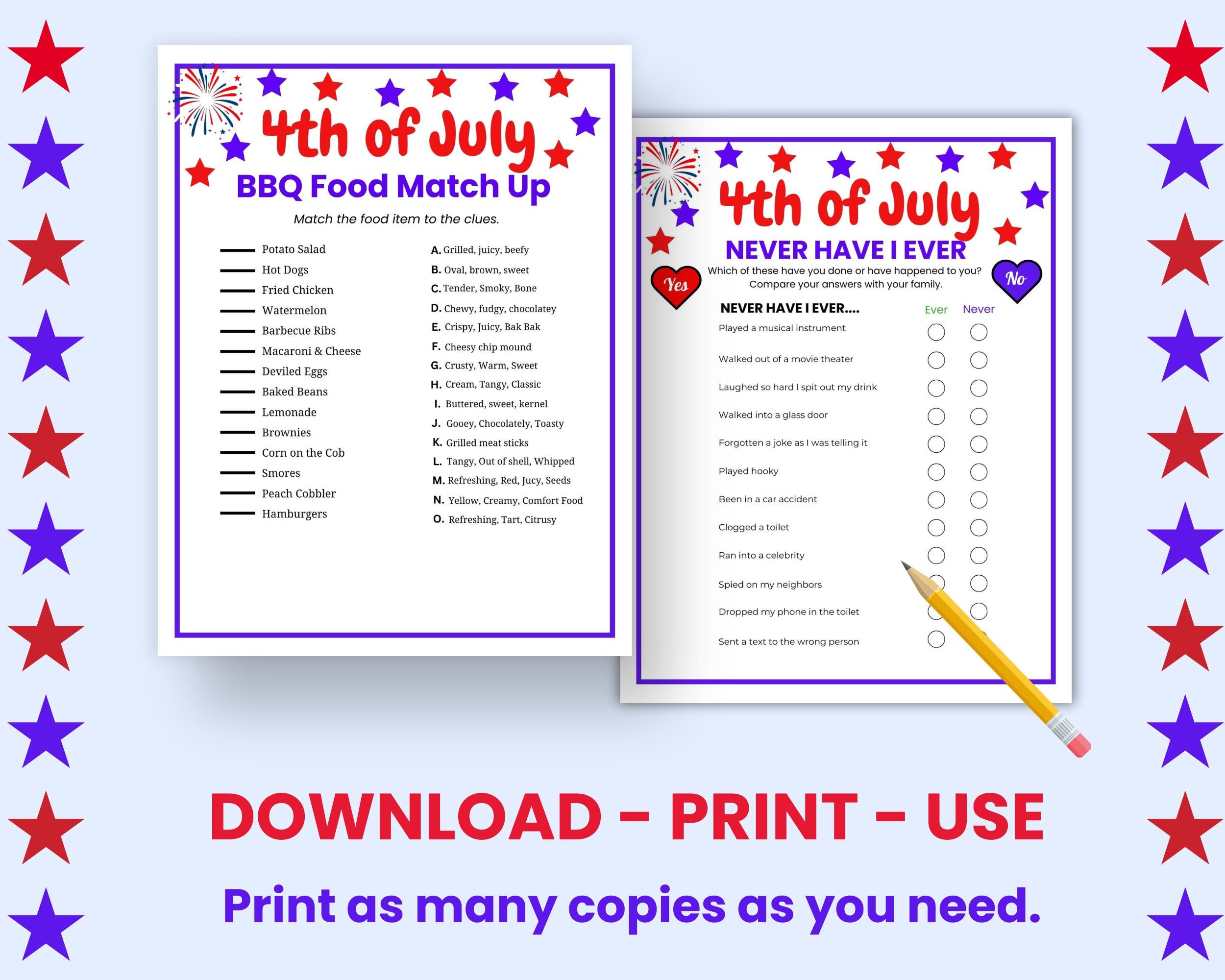 Printable 4th of July Games, Independence Day Games, 4th of July Party ...