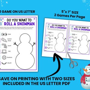 Roll a Snowman Dice Game, Printable Snowman Game, Preschool and ...