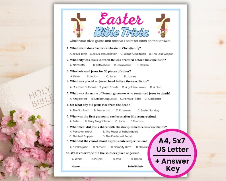 Easter Bible Trivia Game, Bible Game, Easter Trivia Questions ...