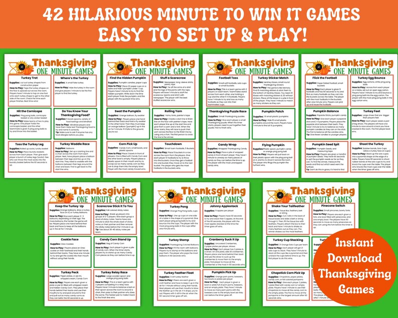 Thanksgiving Minute to Win It Games, Fun Thanksgiving Dinner Games ...