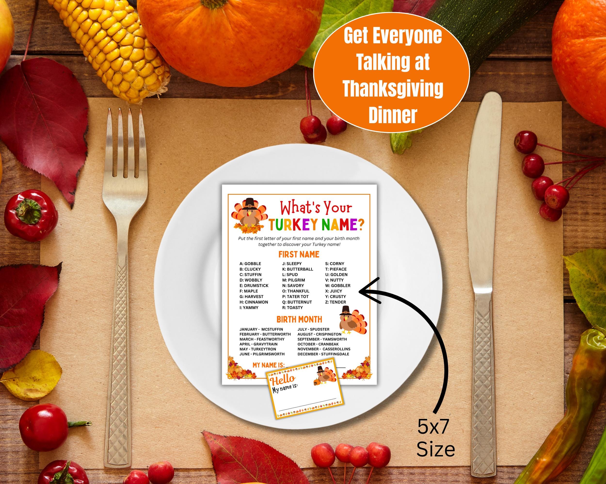 What's Your Turkey Name Game, Printable Thanksgiving Name Generator ...