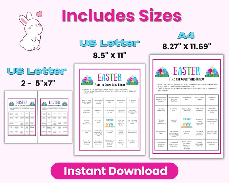 Easter Find the Guest Bingo Game, Easter Bingo, Easter Activities Kids ...