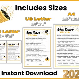 New Years Trivia Game, Printable New Year's Eve Party Game, New Years ...