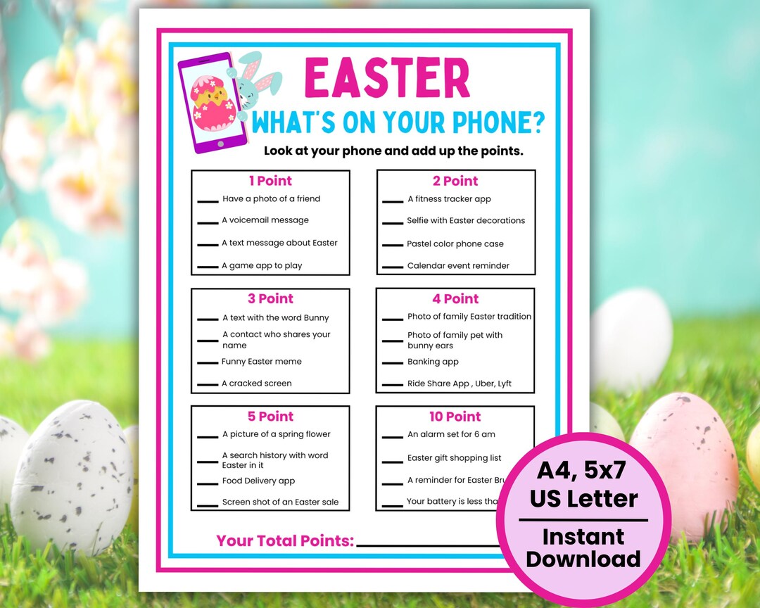 Easter What's on Your Phone, Printable Easter Game, Phone Scavenger ...