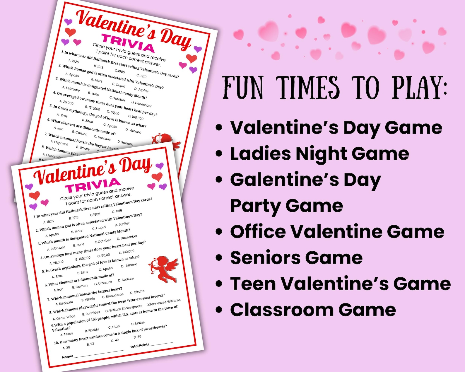 Valentine's Day Trivia Games, Valentine Party Game, Galentines Games ...