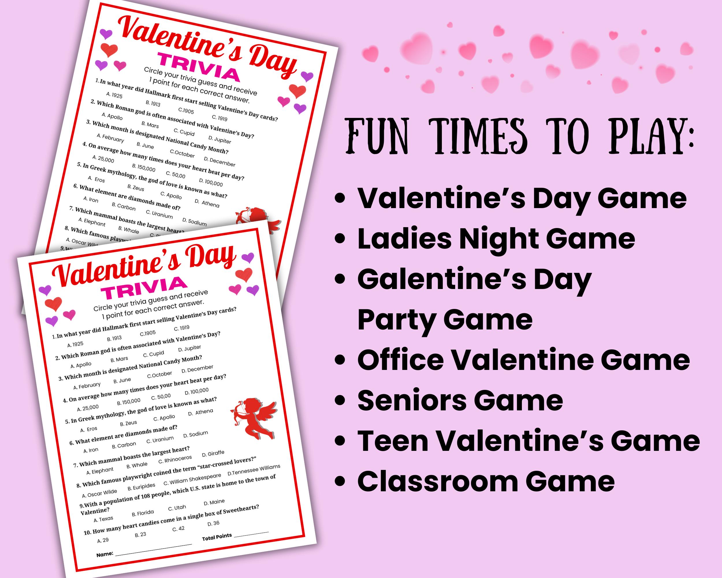 Valentine's Day Trivia Games, Valentine Party Game, Galentines Games ...