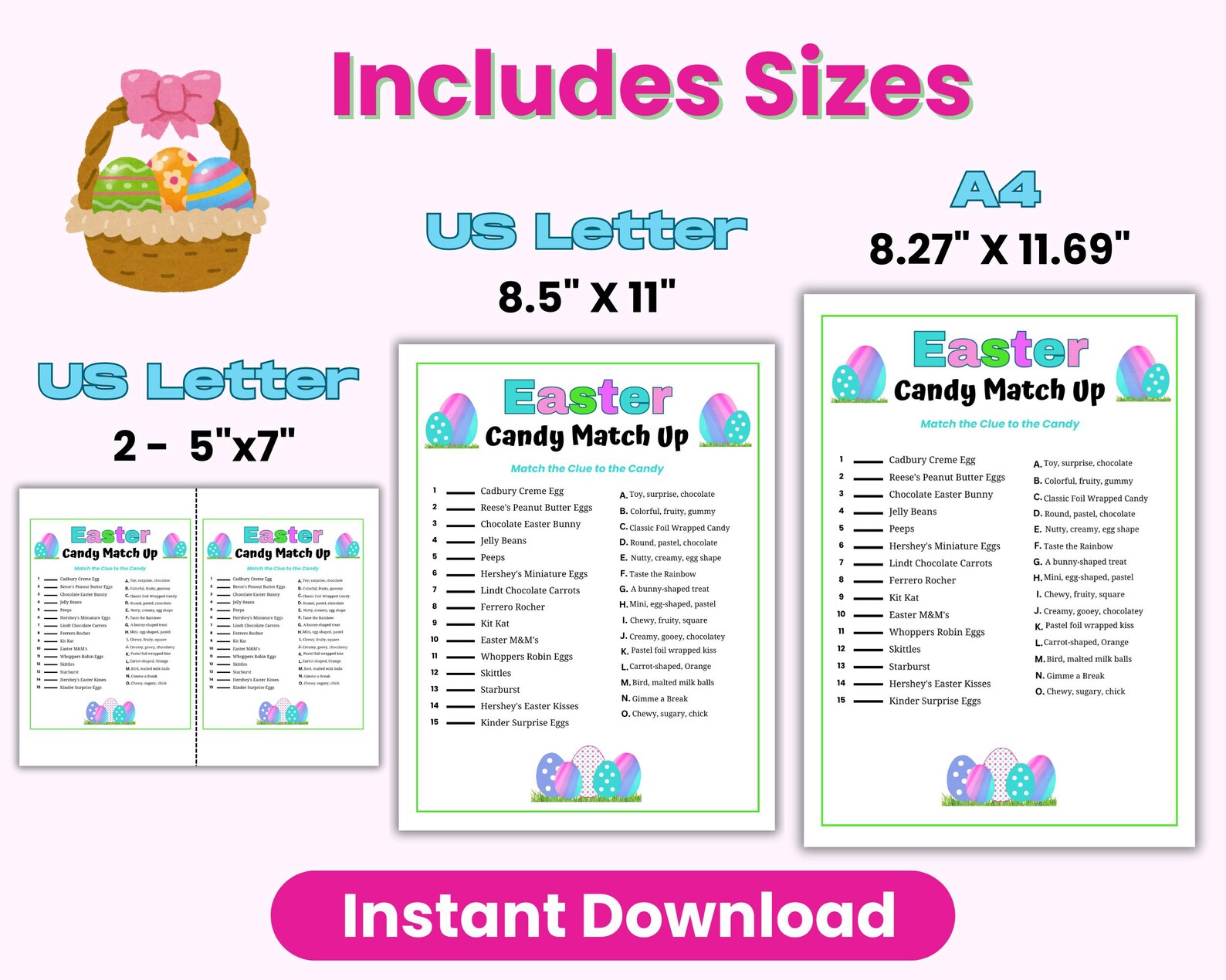 Easter Candy Match Game, Printable Candy Match Up, Easter Trivia Quiz ...