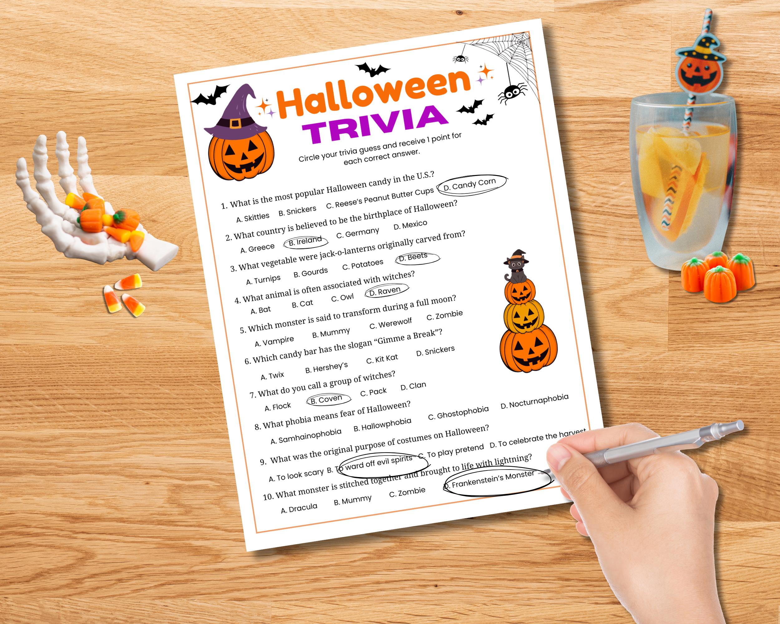 Halloween Trivia Game, Printable Halloween Trivia Questions Adults ...