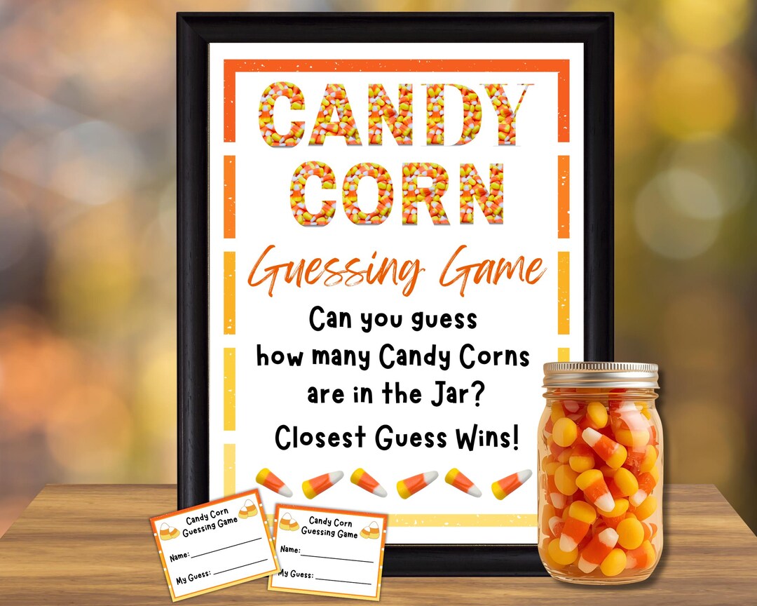 Candy Corn Guessing Game, Halloween Guess How Many, Halloween Jar Count ...