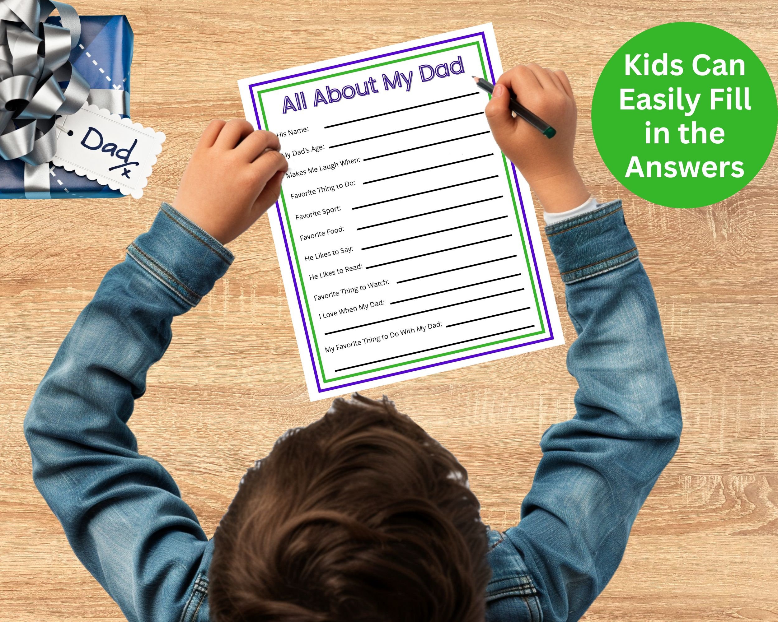 All About Dad Printable, Father's Day Gift, All About My Dad, Dad ...