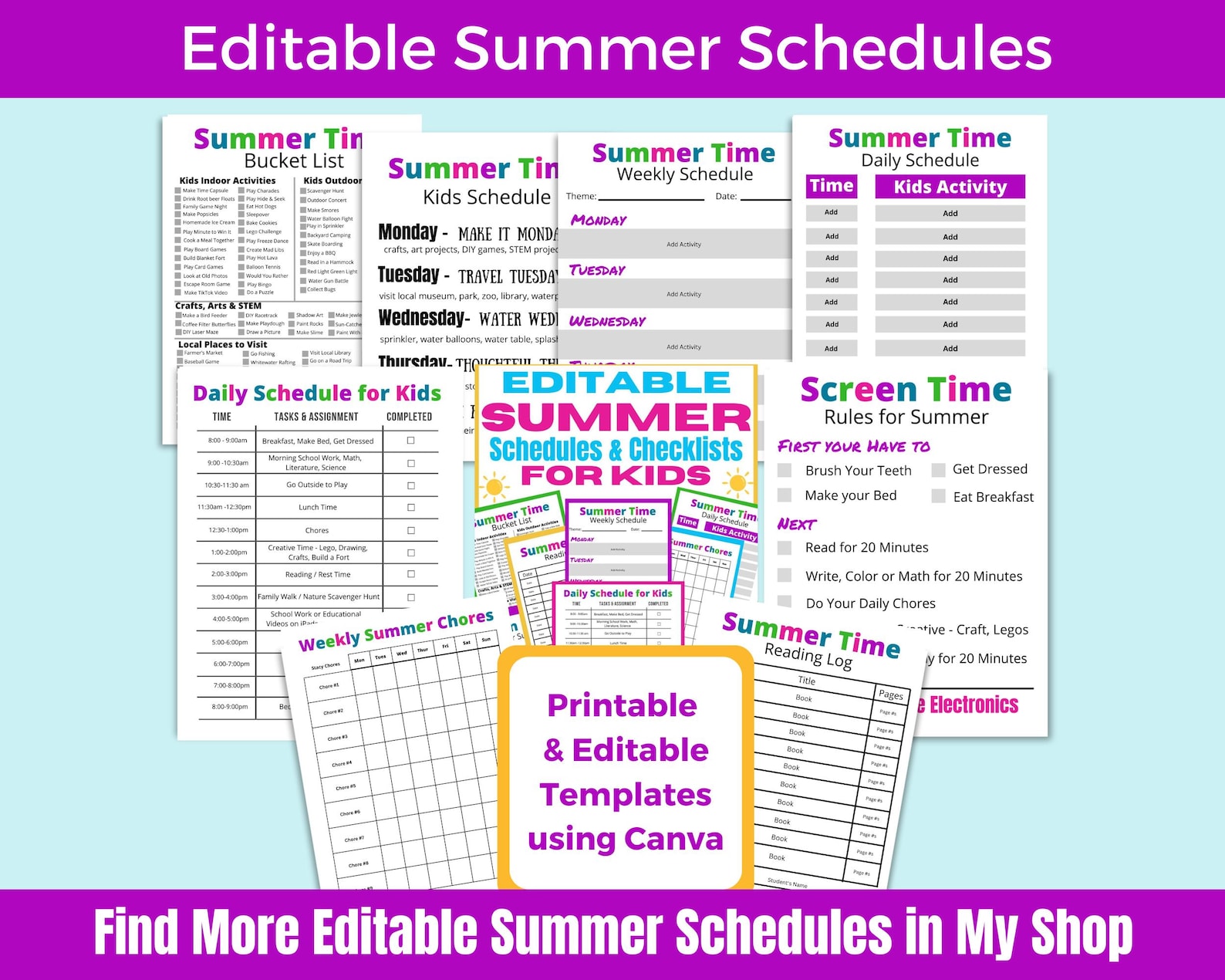 Summer Bucket List Printable, Editable Bucket List, Summer to Do List ...
