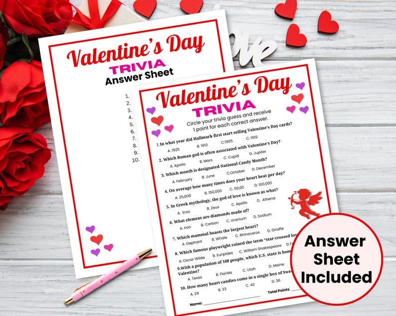 Valentine's Day Trivia Games, Valentine Party Game, Galentines Games ...