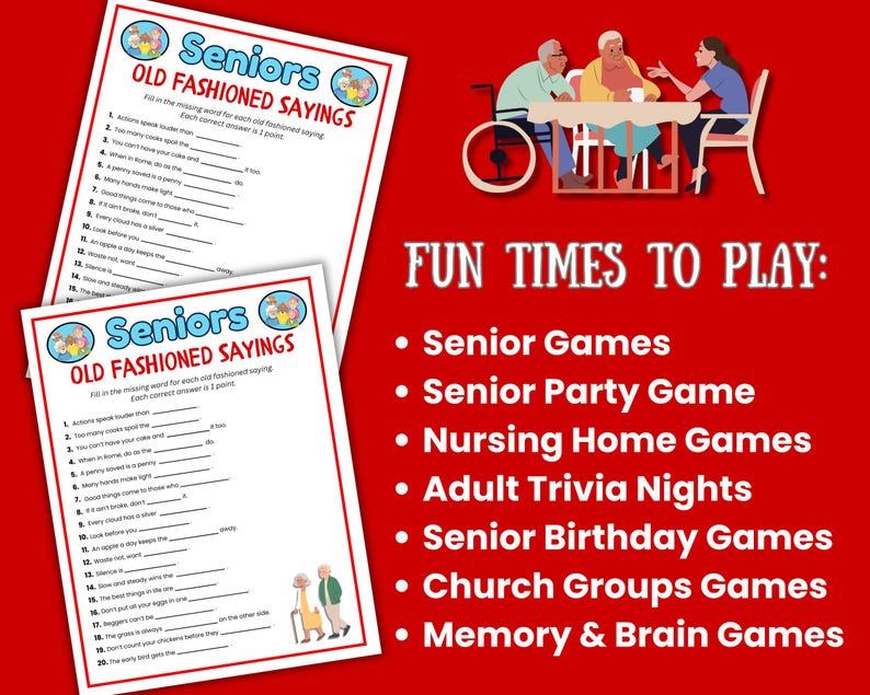 Seniors Finish the Phrase Game, Game for Senior Citizens, Senior Games ...