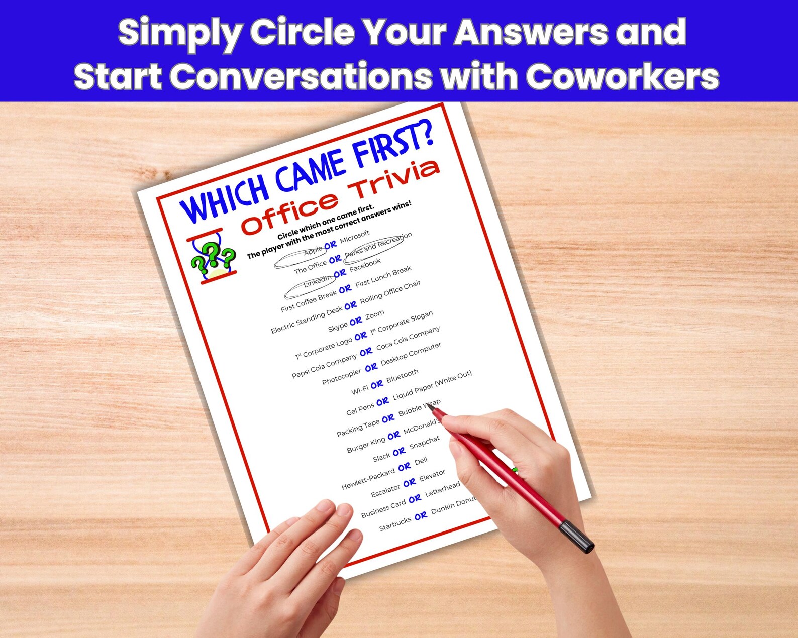 Office Trivia Game Which Came First, Fun Office Games for Staff ...