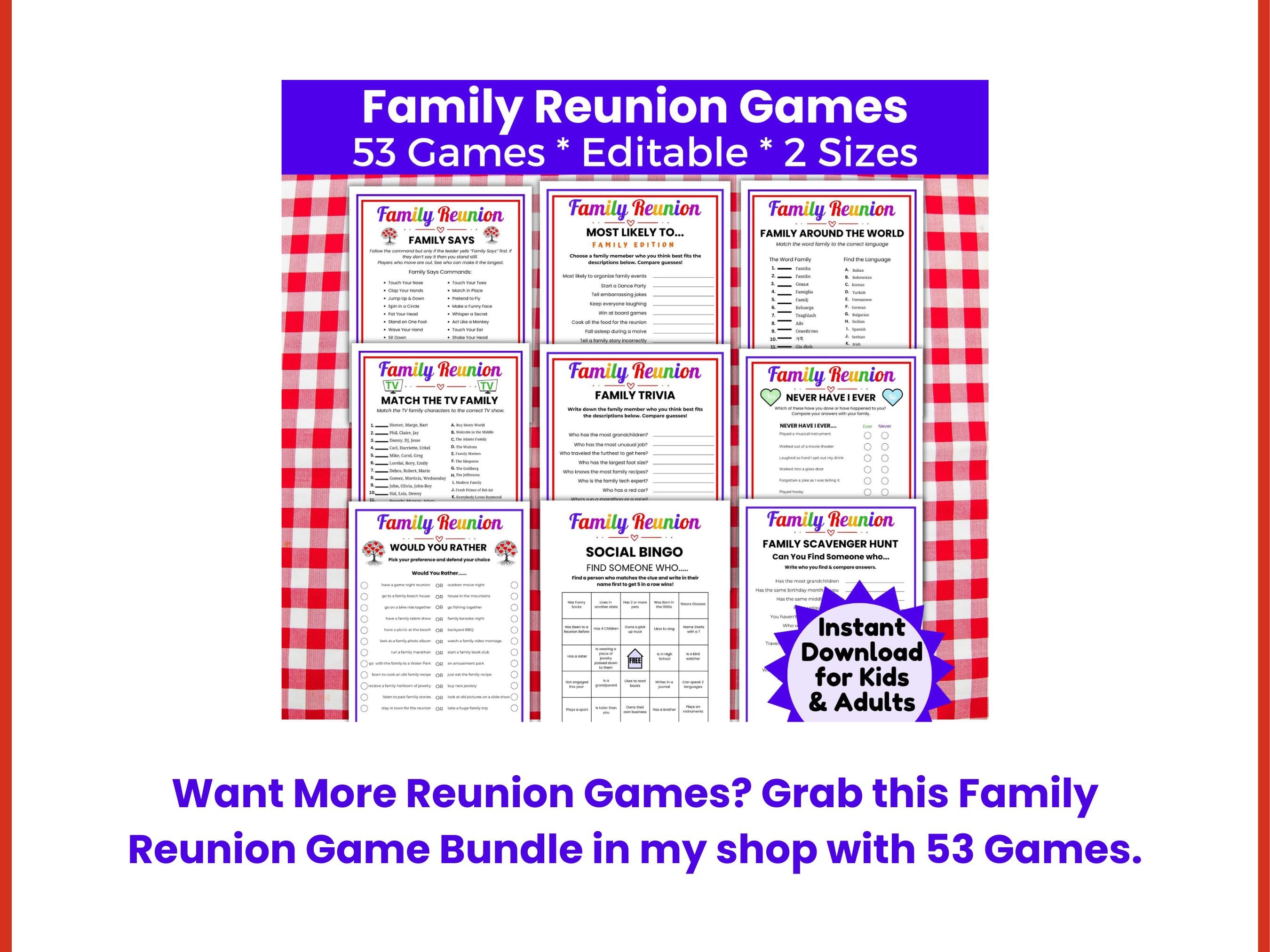 Family Reunion Trivia Games, Family Trivia, Printable Family Reunion ...