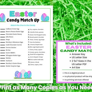 Easter Candy Match Game, Printable Candy Match Up, Easter Trivia Quiz ...