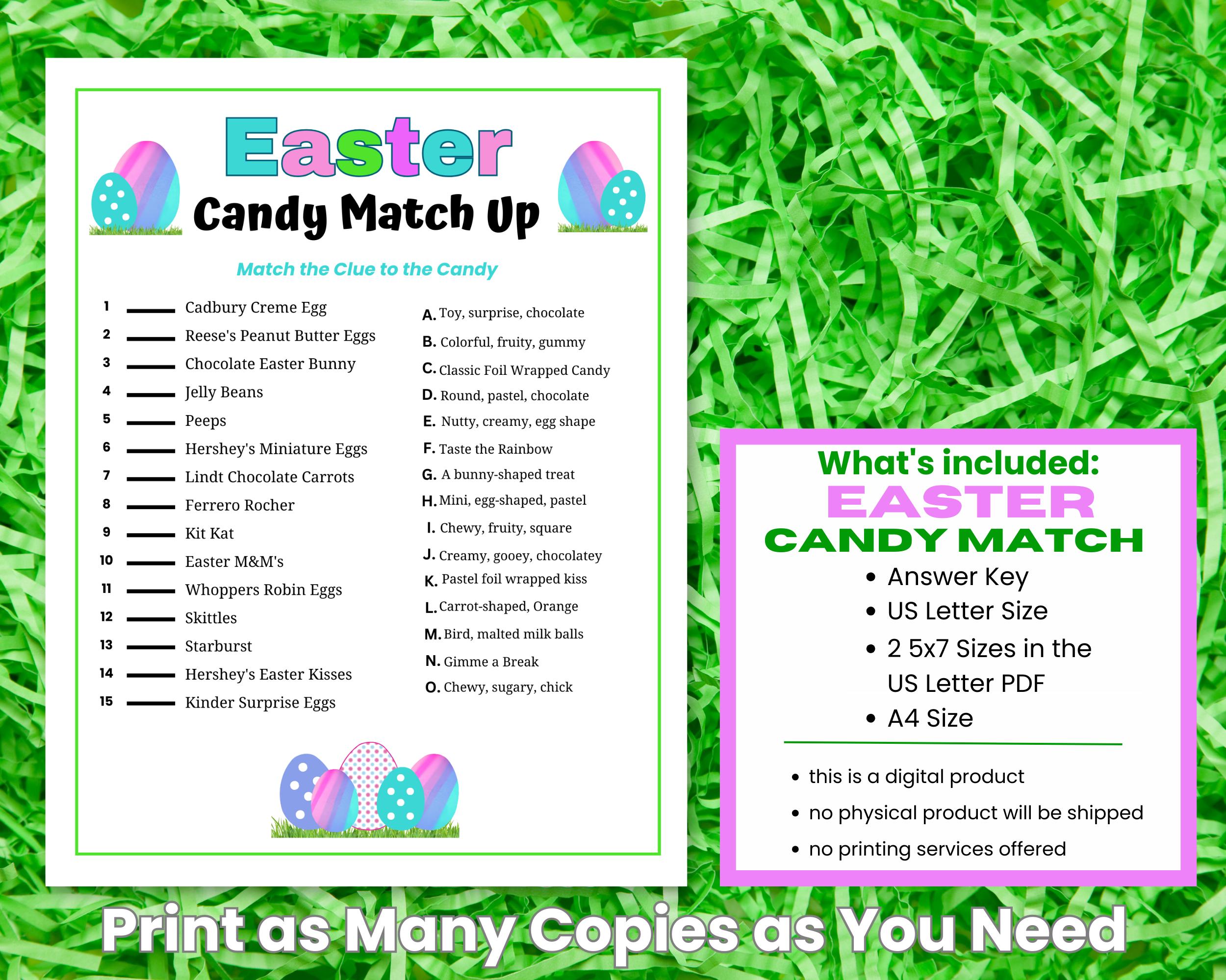 Easter Candy Match Game, Printable Candy Match Up, Easter Trivia Quiz ...