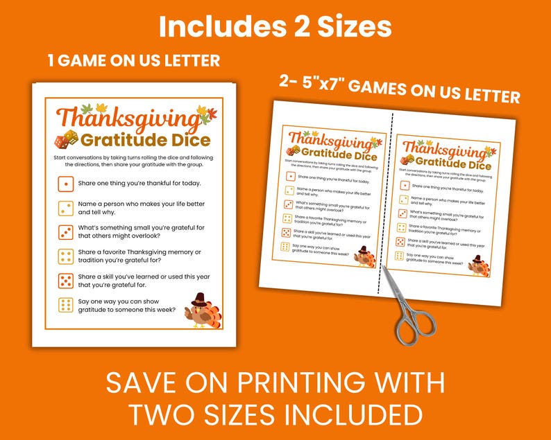 Thanksgiving Gratitude Dice Game, Printable Thanksgiving Gratitude Game ...
