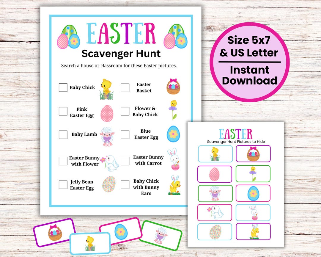 Easter Scavenger Hunt for Kids, Printable Easter Activities, Home ...
