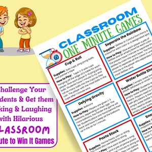 Classroom One Minute Games, Fun Classroom Games, Quick Icebreaker Games ...