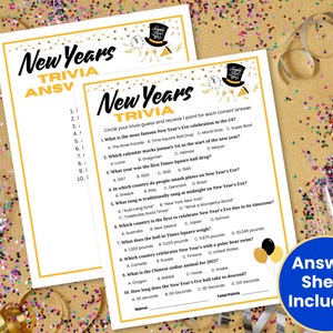New Years Trivia Game, Printable New Year's Eve Party Game, New Years ...