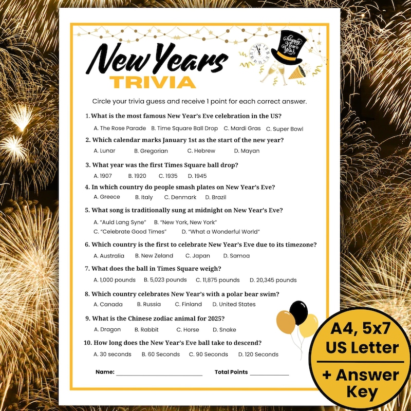 New Years Trivia 2024 - Etsy
