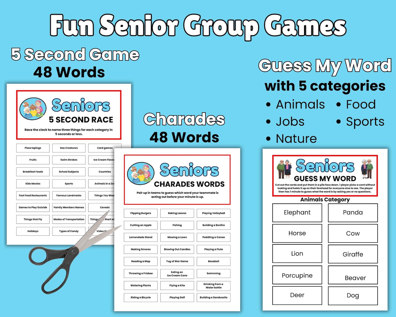 Senior Games Bundle, Games for Senior Citizens, Memory Games for Senior ...