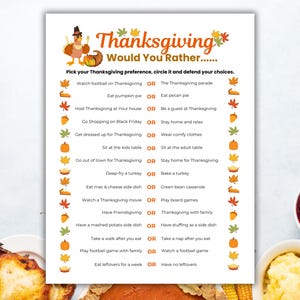 Thanksgiving Would You Rather Game, Printable Thanksgiving Game, This ...