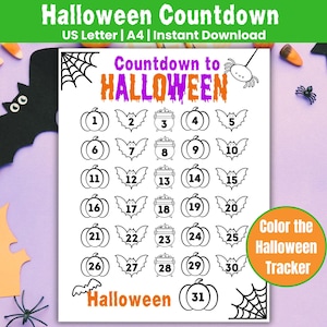 Halloween Countdown Calendar, Days Until Halloween, Kids Countdown ...