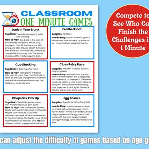 Classroom One Minute Games, Fun Classroom Games, Quick Icebreaker Games ...