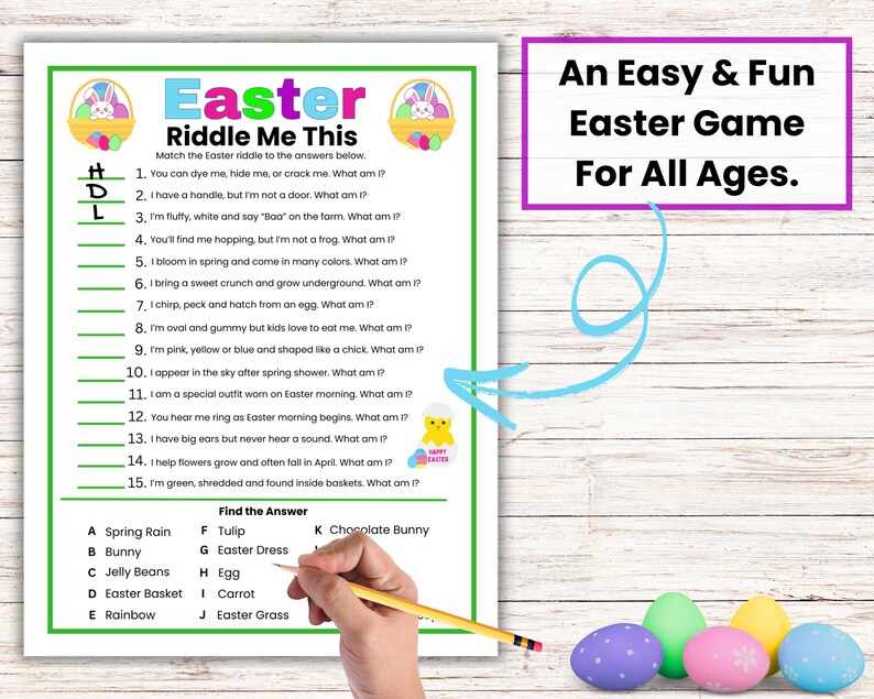 Easter Riddles Game, Easter Riddle Me This, Printable Riddles for Kids ...
