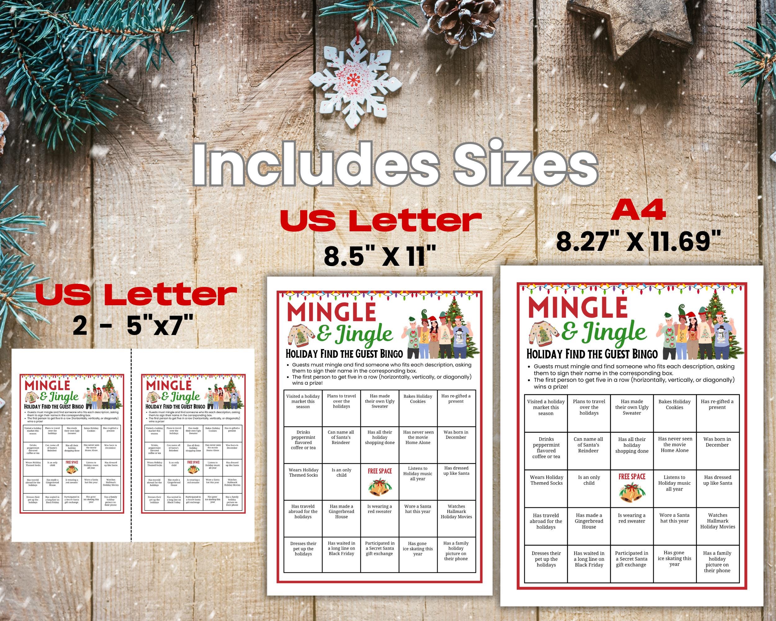 Christmas Find the Guest Bingo Game, Jingle Mingle Bingo, Ugly Sweater ...