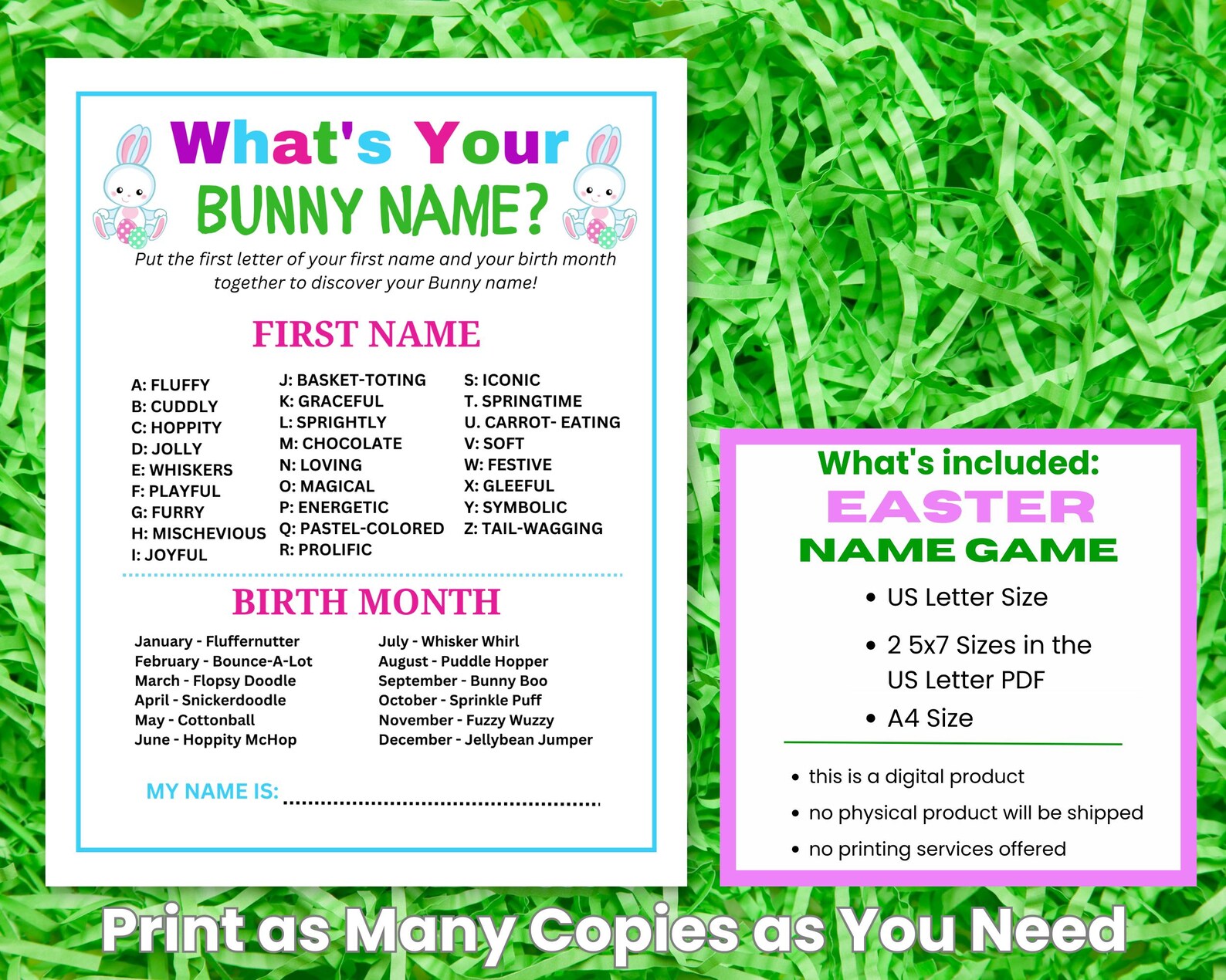 What's Your Bunny Name, Name Generator, Printable Easter Games, Easter ...