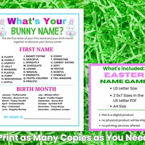 What's Your Bunny Name, Name Generator, Printable Easter Games, Easter ...