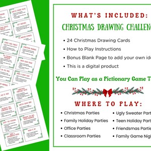 Christmas Picture Drawing Game, Holiday Drawing Challenge Cards, Fun ...