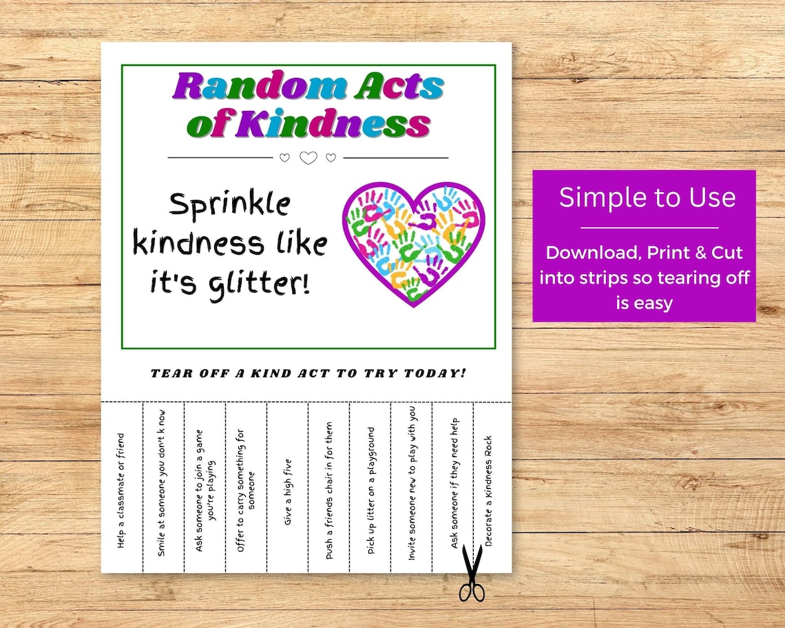 Random Acts of Kindness Activity, Tear off Flyer, Printable Kindness ...
