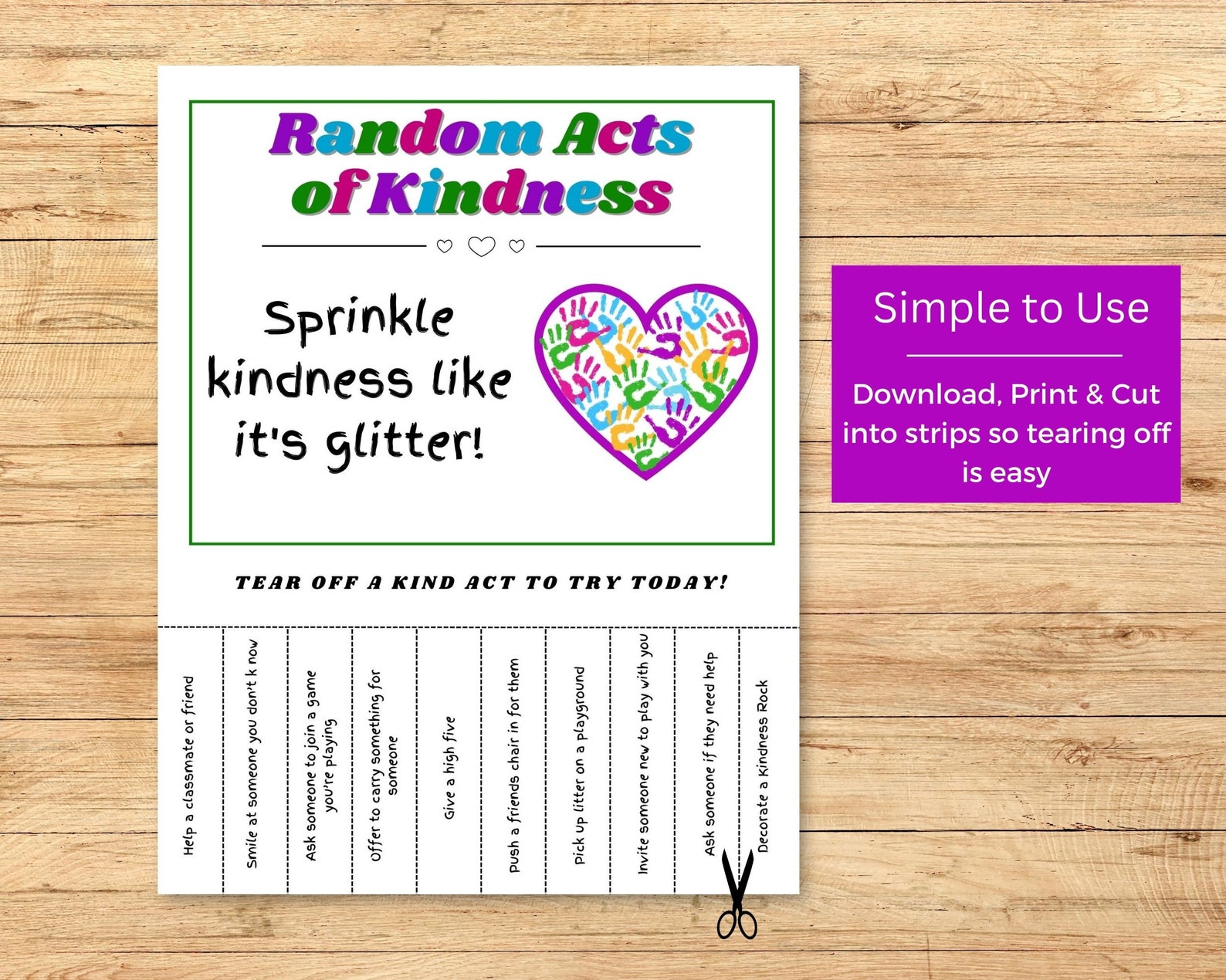 Random Acts of Kindness Activity, Tear off Flyer, Printable Kindness ...