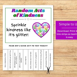 Random Acts of Kindness Activity, Tear off Flyer, Printable Kindness ...