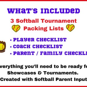 Softball Travel Checklist, Softball Tournament Packing List, Girls ...