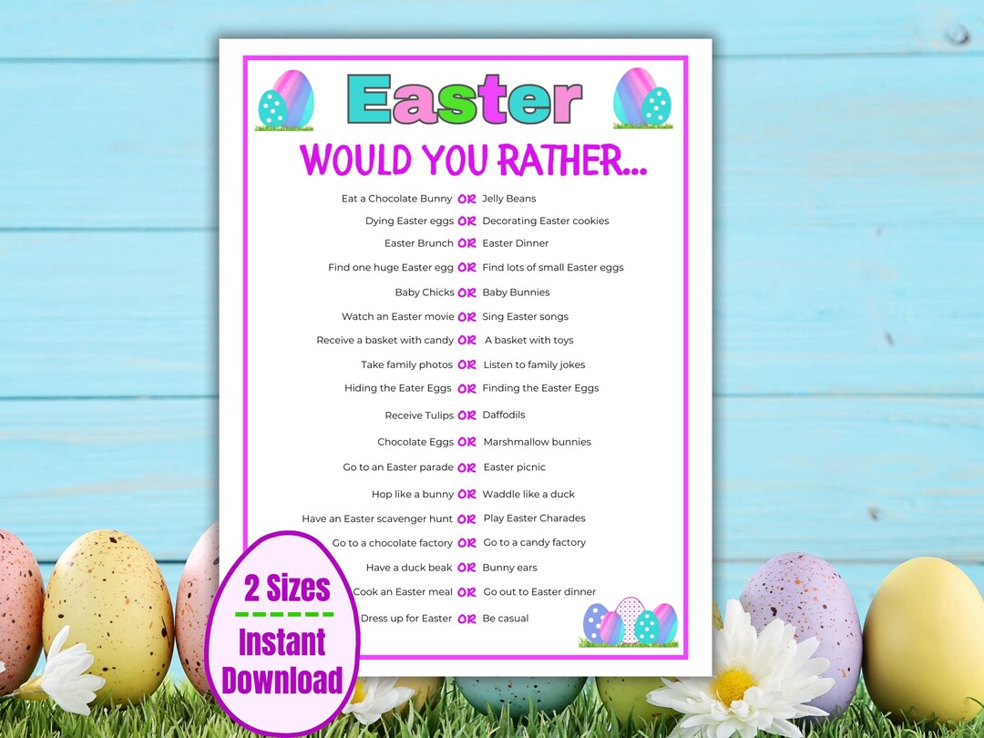 Easter Would You Rather Game, Fun Easter Game for Kids, Teens, Adults ...