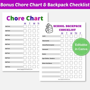 Editable Before and After School Routine Charts Daily Checklists ...