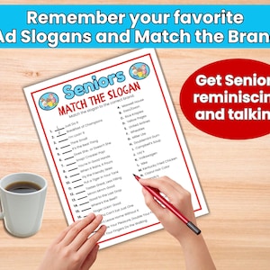Senior Slogans Game, Ad Slogan Trivia Game for Seniors, Senior Party ...