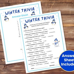 Winter Trivia Game, Printable Winter Party Game, Winter Class Party ...