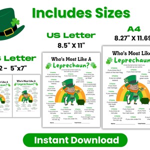 Who's Most Like a Leprechaun St. Patrick's Day Game, St. Patrick's ...