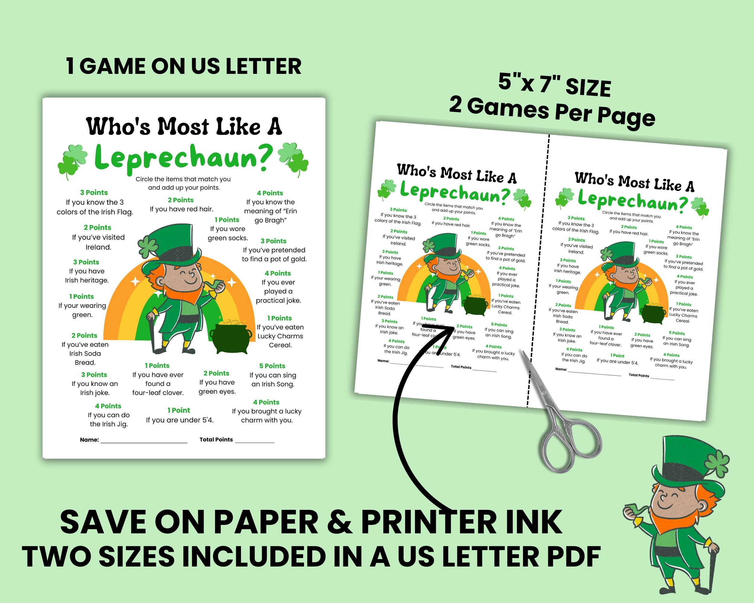 Who's Most Like a Leprechaun St. Patrick's Day Game, St. Patrick's ...