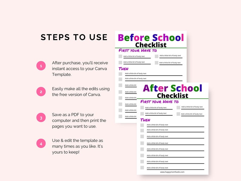 Editable Before and After School Routine Charts, Daily Checklists, Kids ...