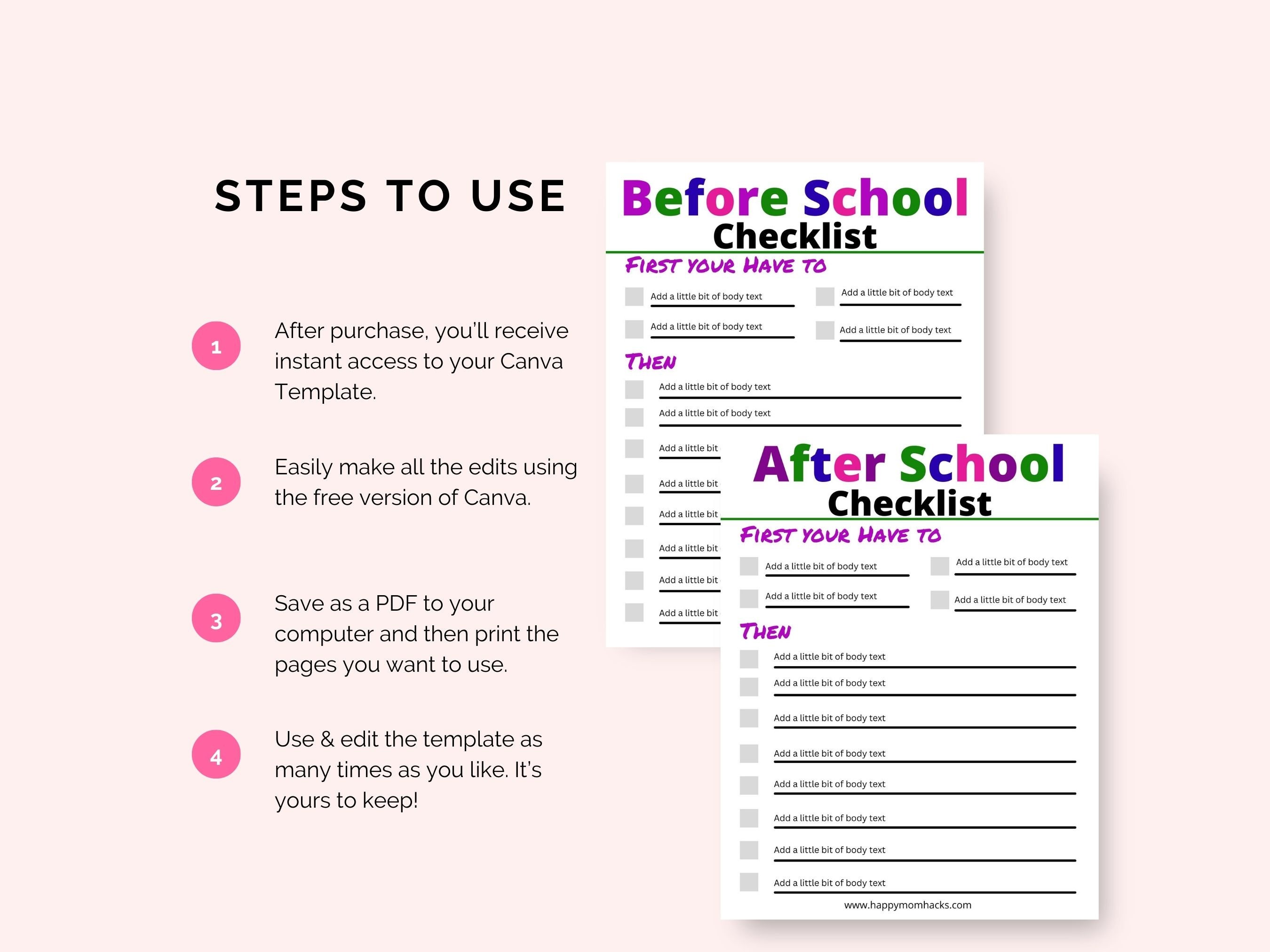 Editable Before and After School Routine Charts, Daily Checklists, Kids ...