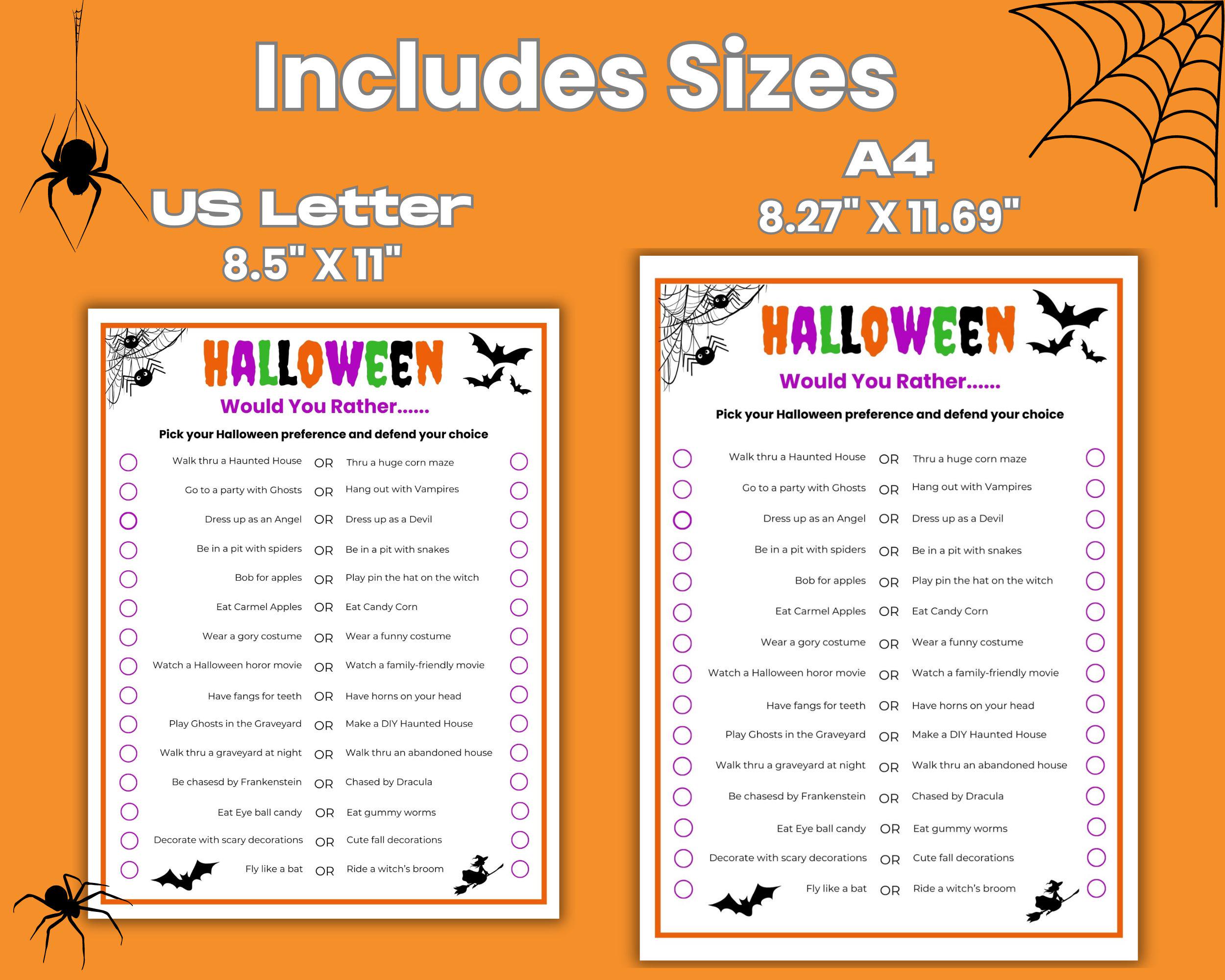 Halloween Would You Rather Questions for Kids & Adults, Classroom ...