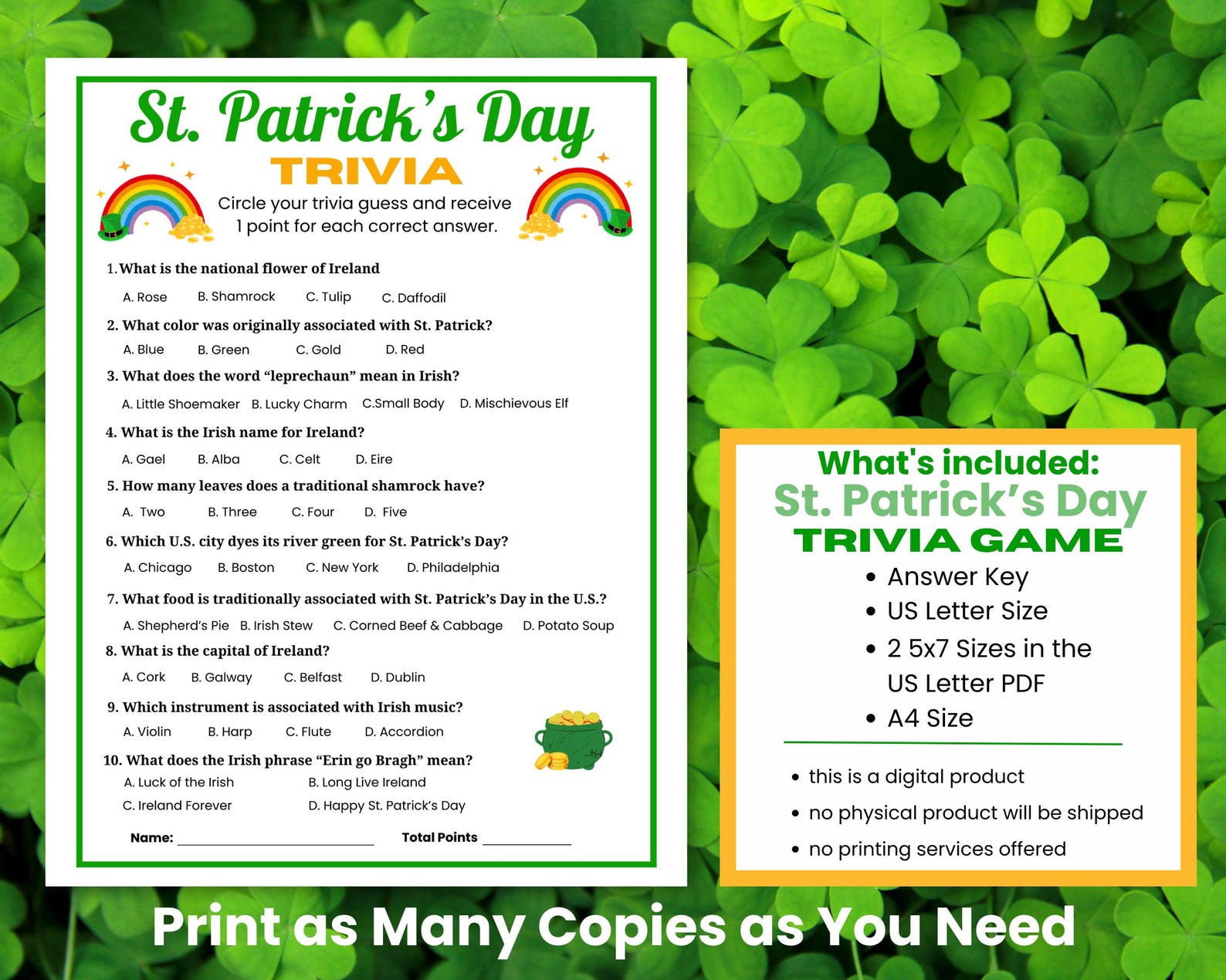 St. Patrick's Day Trivia Game, Fun St. Paddy's Day Trivia Questions ...
